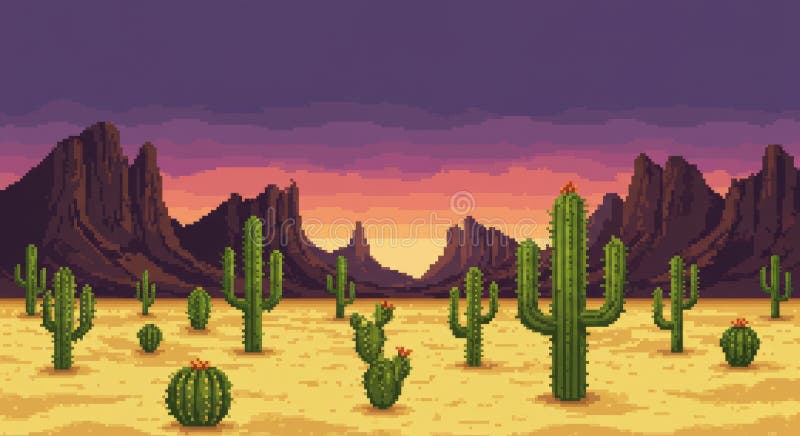Vibrant Pixelated Desert Sunset Landscape Stock Photos - Free & Royalty ...