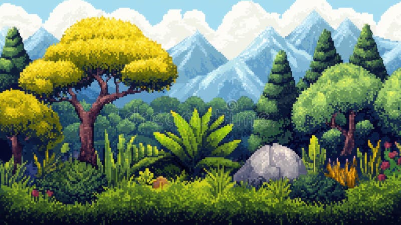 Vibrant Pixel Art Forest Environment Inspired by Nostalgic Game Design ...