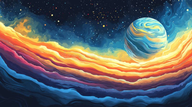 Vibrant Pixel Art Galaxy with Orange and Blue Nebula Stock Illustration ...