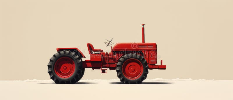 A Colorful Pixel Art Illustration Showcasing a Bright Red Tractor Stock ...