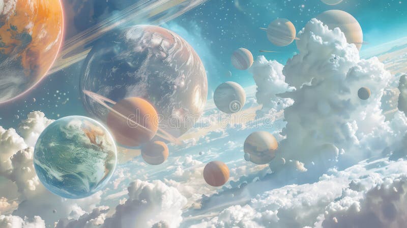 Vibrant Planetary Alignment in Outer Space Surrounded by Colorful ...