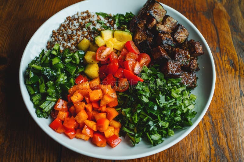 Vibrant Plant-Based Food on a Plate of Fresh Ingredients Stock Photo ...