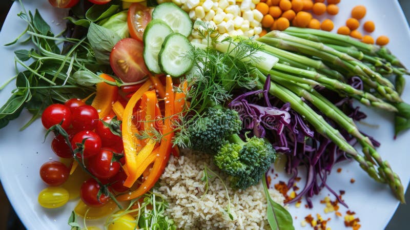 Vibrant Plant-Based Meal with Assorted Vegetables and Grains Stock ...