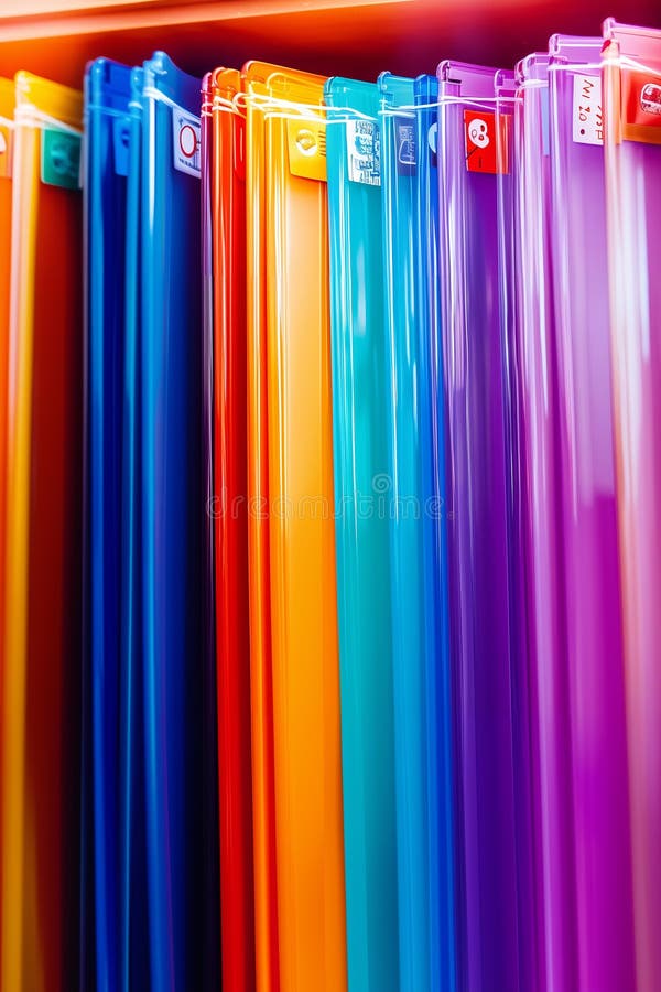 Vibrant Plastic File Folders Collection Stock Illustration ...
