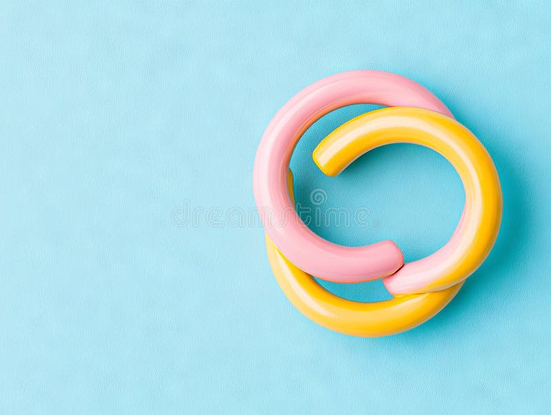 Vibrant Plastic Loops Intertwined on a Blue Background Stock Image ...