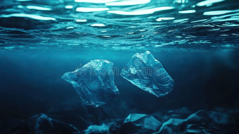 Colorful Plastic Waste in Water Garbage Floating Underwater ...