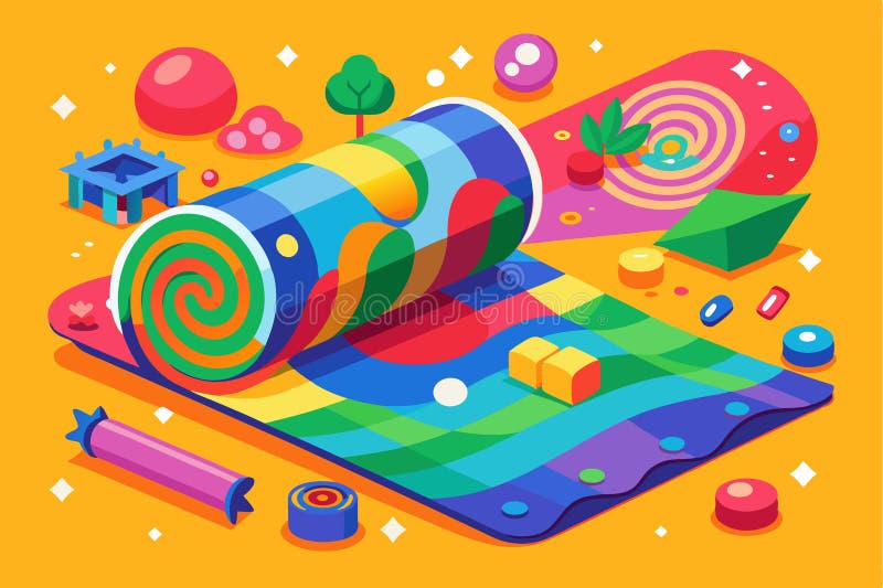 A Vibrant Play Mat Designed for Kids, Featuring Fun Shapes, Colors, and ...