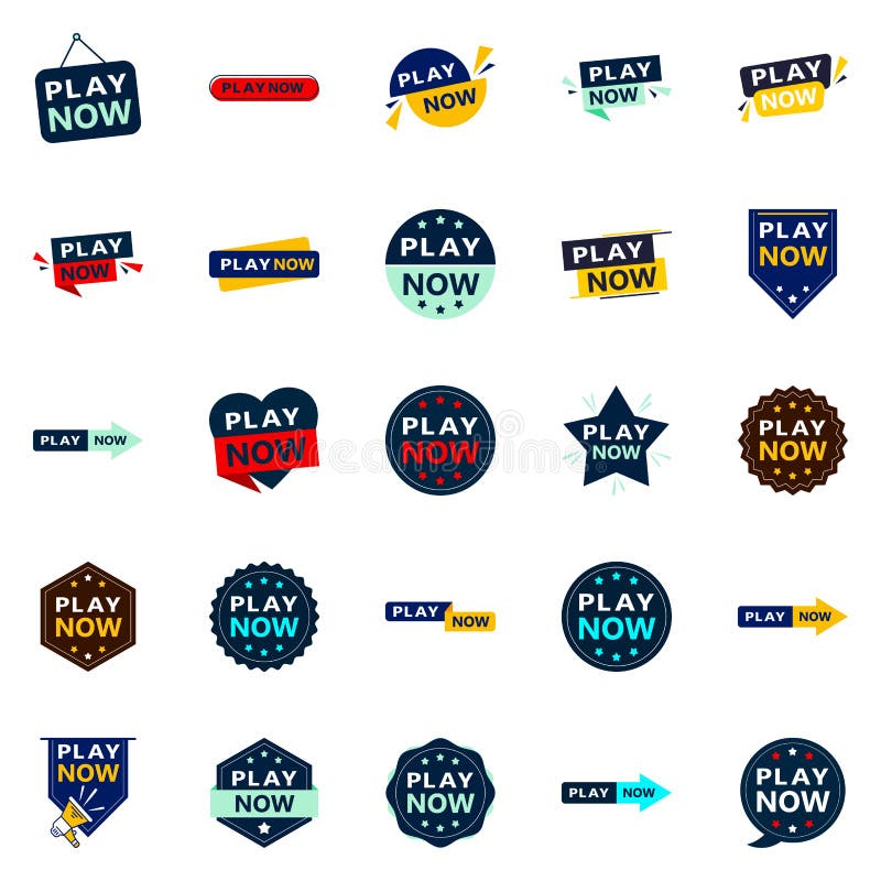 25 Vibrant Play Now Banners To Help You Stand Out Stock Vector ...