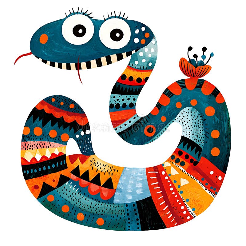 Playful and Cheerful Cartoon Snake Illustration Stock Illustration ...