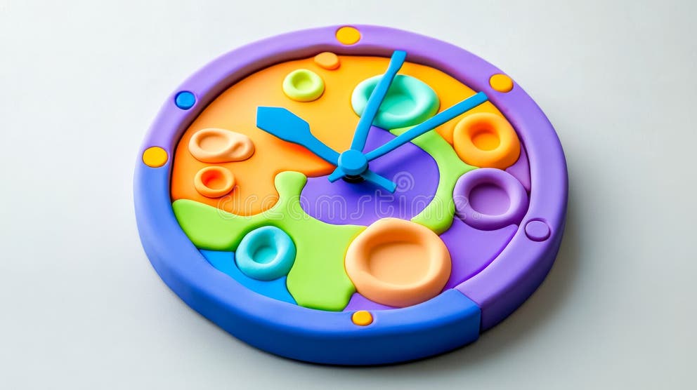 Colorful Playful Clock Made of Modeling Clay Showing Time Stock Photo ...