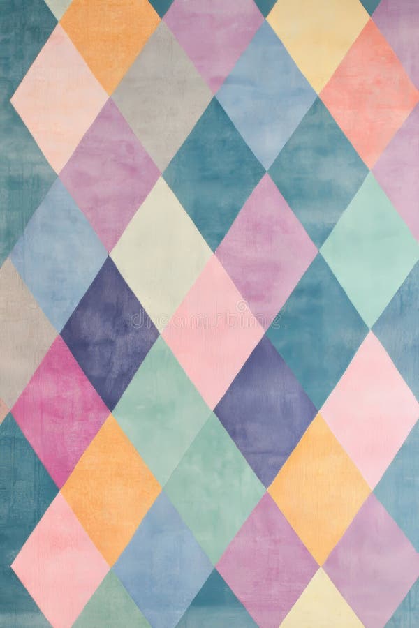 A Vibrant and Playful Harlequin Diamond Pattern with Alternating Pastel ...