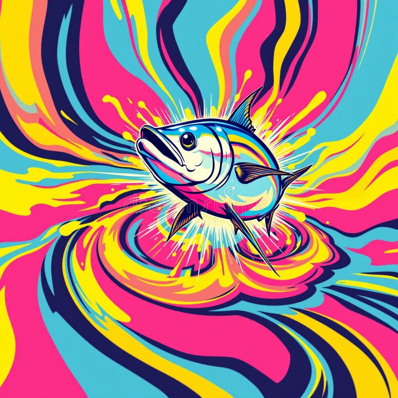 Retro Vintage Pop Art Tuna Fish Explosion Stock Illustration ...