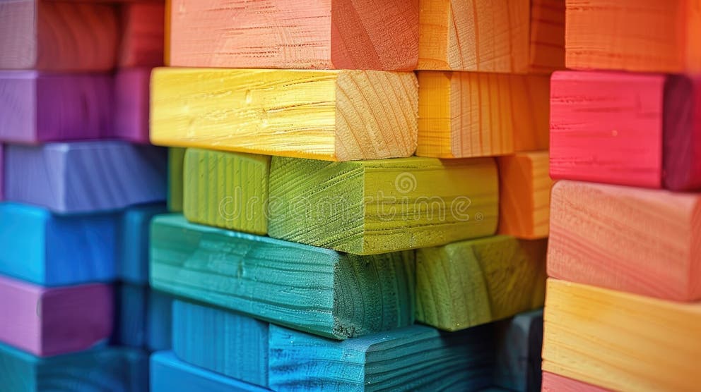 Experience a Spectrum of Creativity with Stacked Multi-colored Wooden ...