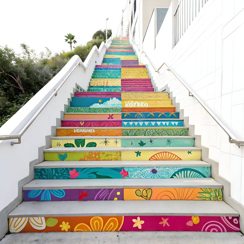 Vibrant Playful Staircase Illustration Isolated on White Background ...