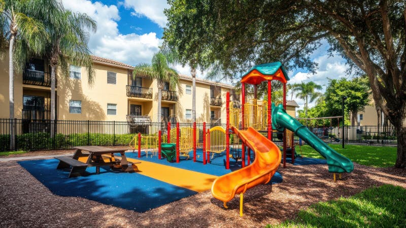 Vibrant Playground in Apartment Complex Stock Illustration ...