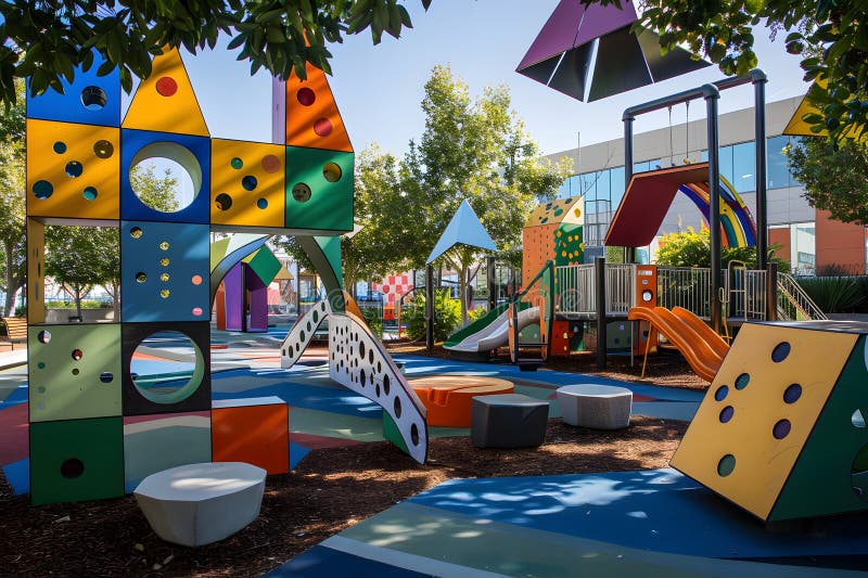Innovative Outdoor Playground with Geometric Play Structures and ...