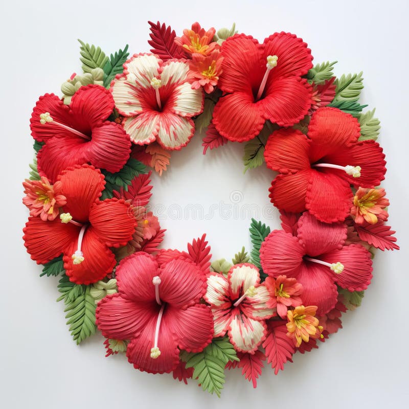 Vibrant Pointillism Performance of a Delicate Hibiscus Flower Wreath ...
