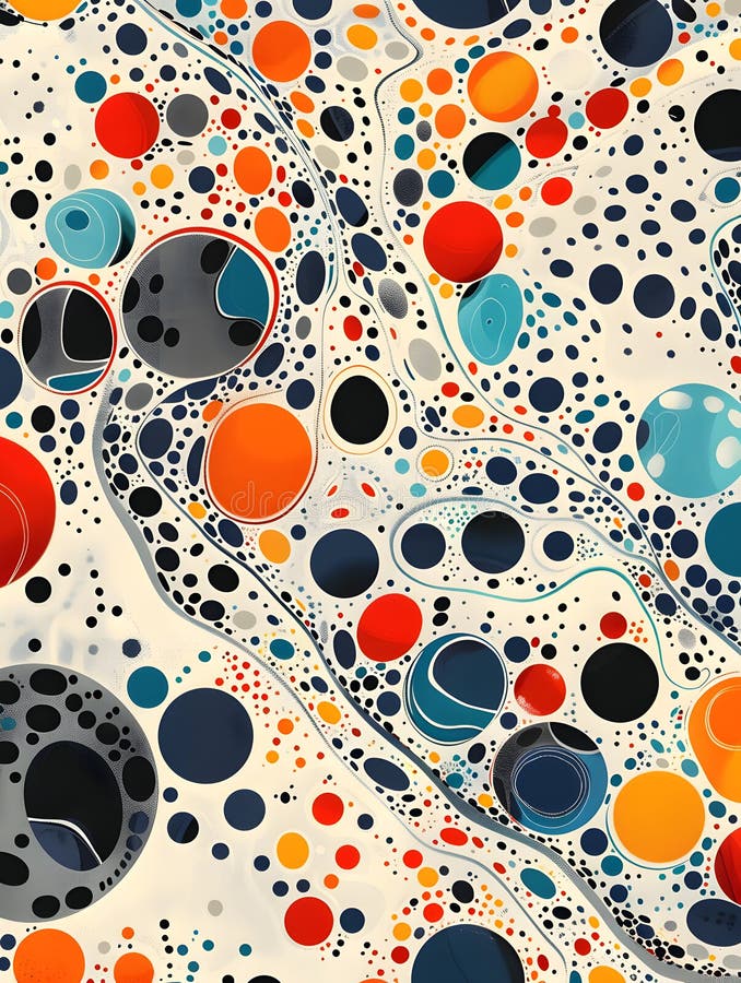 Colorful Polka Dot Pattern on White Textile, Art in Visual Arts Stock ...