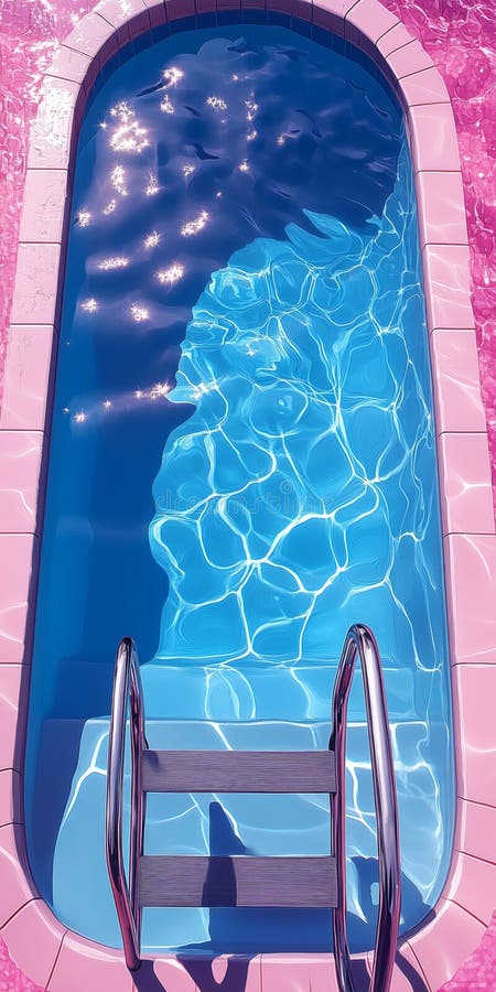 Vibrant Pool with Pink Tiles and Sparkling Water Reflections Stock ...