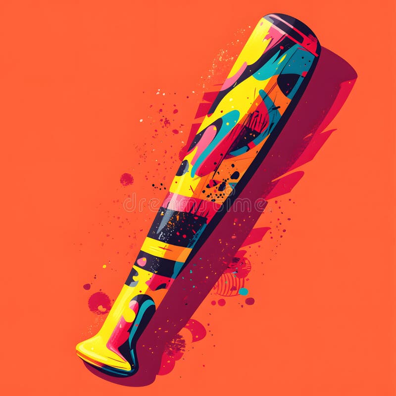 Vibrant Pop Art Baseball Bat Design with Graffiti and Playful ...