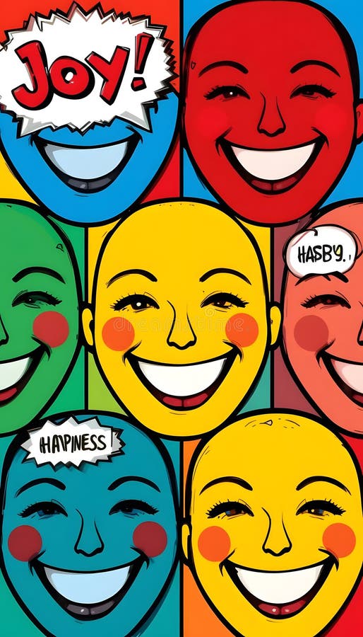 Joyful Faces Pop Art Collage: a Vibrant Expression of Happiness and ...