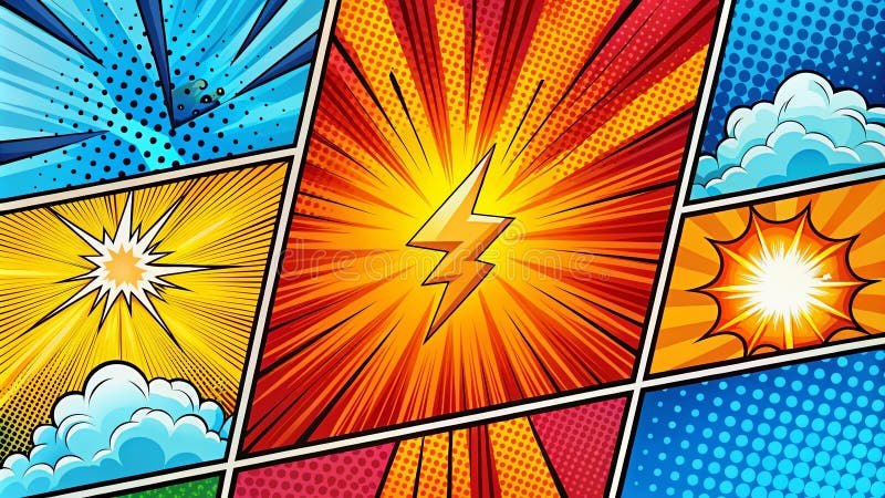 Vibrant Pop Art Comic Background with MangaInspired Lightning ...