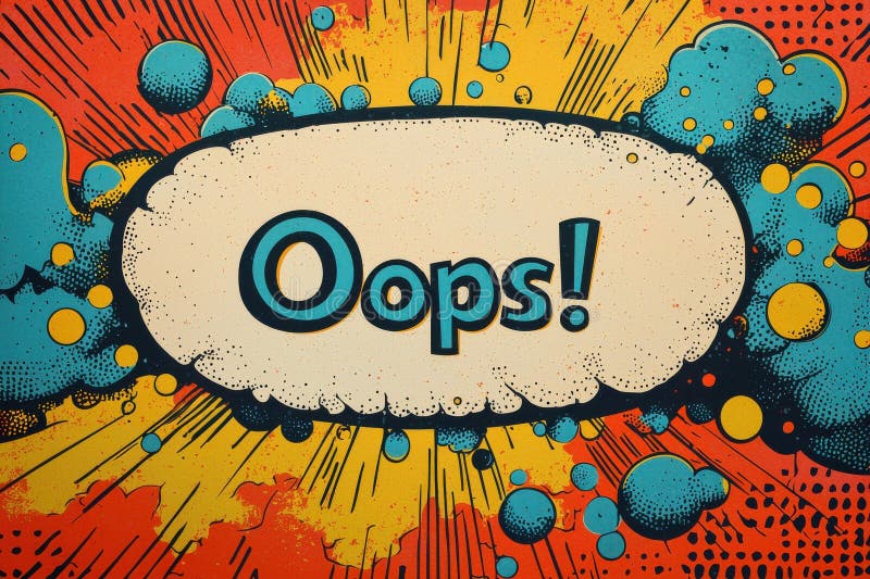 Vibrant Pop Art Comic Frame Featuring a Bold "Oops!" Message Stock ...