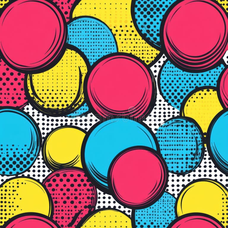 Vibrant Pop-art Comic Pattern Featuring Bold Halftone Dots and Retro ...