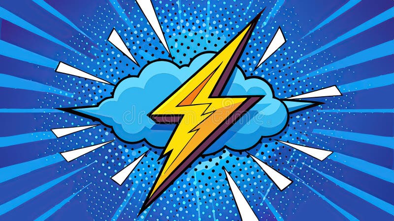 Vibrant Pop Art Comic Style Background with Lightning Bolt and Cloud ...