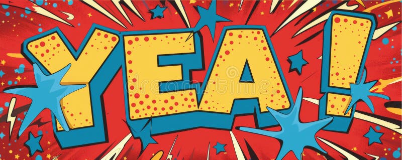 Dynamic Pop-art Banner with the Word YEAH in Bold Comic Style Stock ...