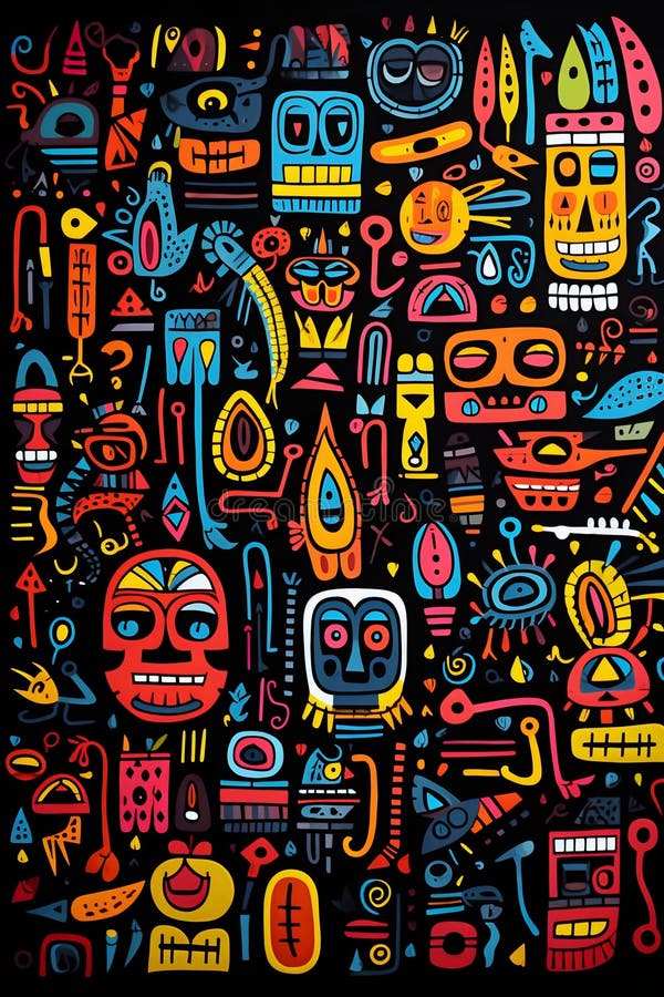 Vibrant Pop Art Patterns with Fun Shapes on Black Background ...