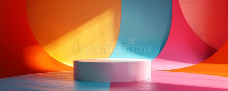 Vibrant Pop Art Podium In Colorful Abstract Setting With Expressive