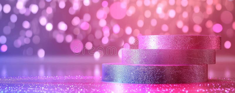 Vibrant Pop Art Podium With Sparkling Glitter Background And Bokeh
