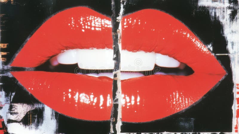 Vibrant Pop Art of Red Lips with Glossy Finish in Four Panels Art ...