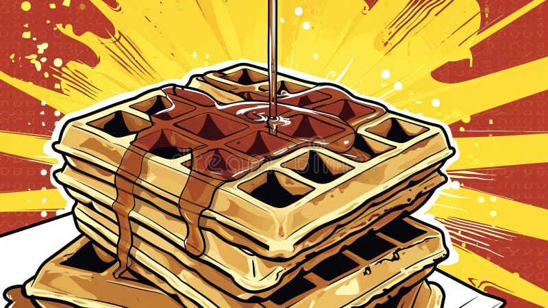 Vibrant Pop Art Scene with Stack of Delicious Waffles Stock ...