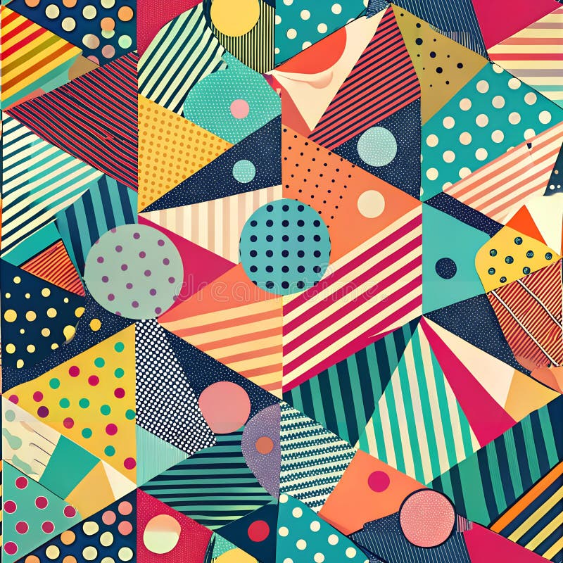 Vibrant POP ART Style Abstract Geometric Pattern with Bold Colors and ...
