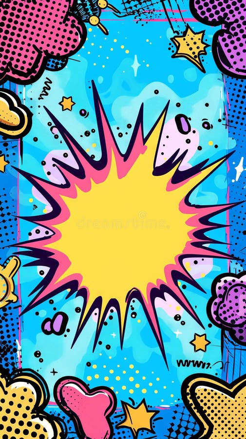 Vibrant Pop Art Style Banner with Bright Colors and Comic Book Elements ...