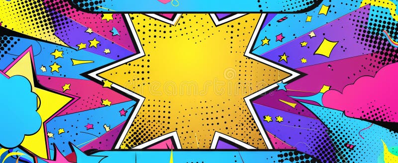 Vibrant Pop Art Style Banner with Bright Colors and Comic Book Elements ...