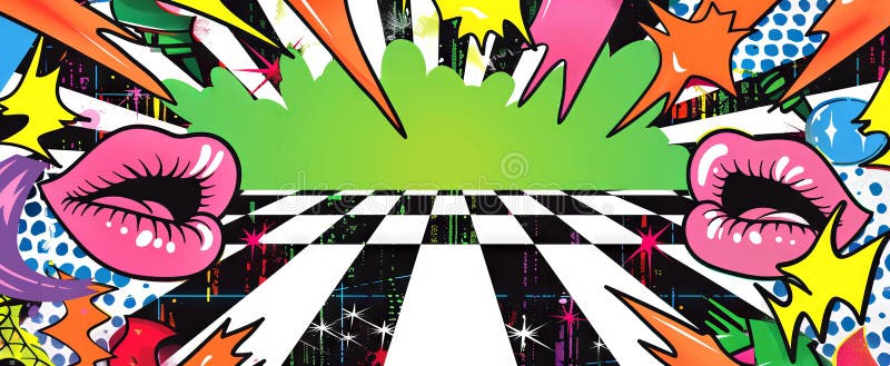 Vibrant Pop Art Style Banner with Bright Colors and Speech Bubbles ...