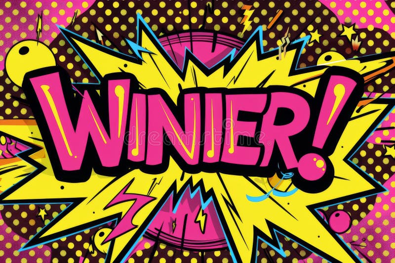 Vibrant Pop-art Style Banner with the Word Winner in Bold Text and ...