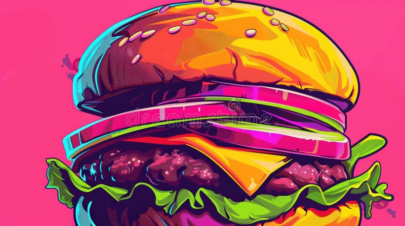 Vibrant Pop Art Style Food Illustration Stock Illustration ...