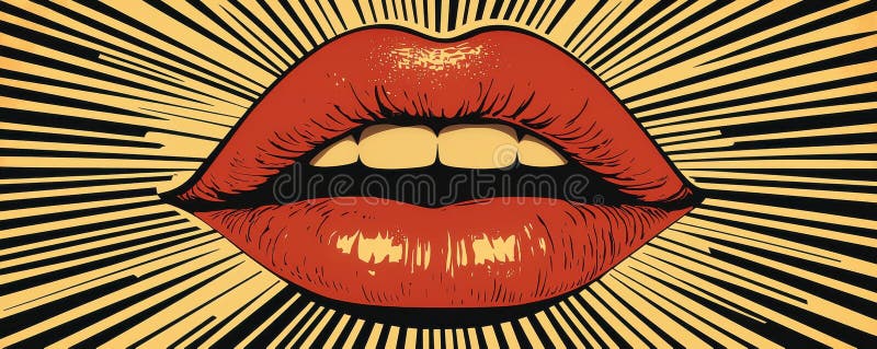 Vibrant Pop Art Style Lips Illustration Dynamic Lines Stock Photos ...