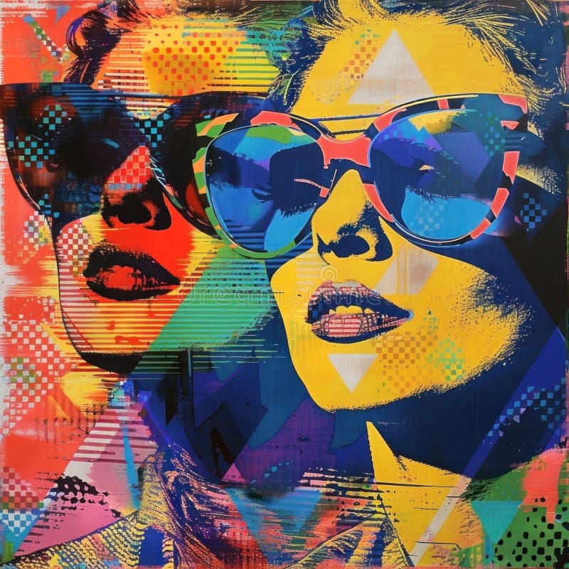 Vibrant Pop Art Style Portrait Showcasing Bold Colors and Dynamic ...