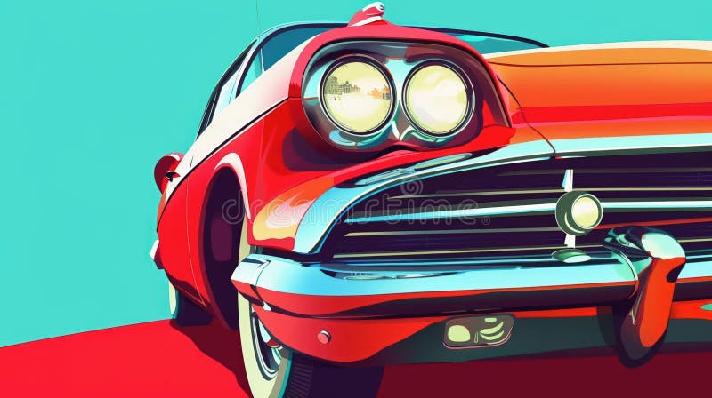 Vibrant Pop Art Style Vintage Car Illustrations Stock Illustration ...