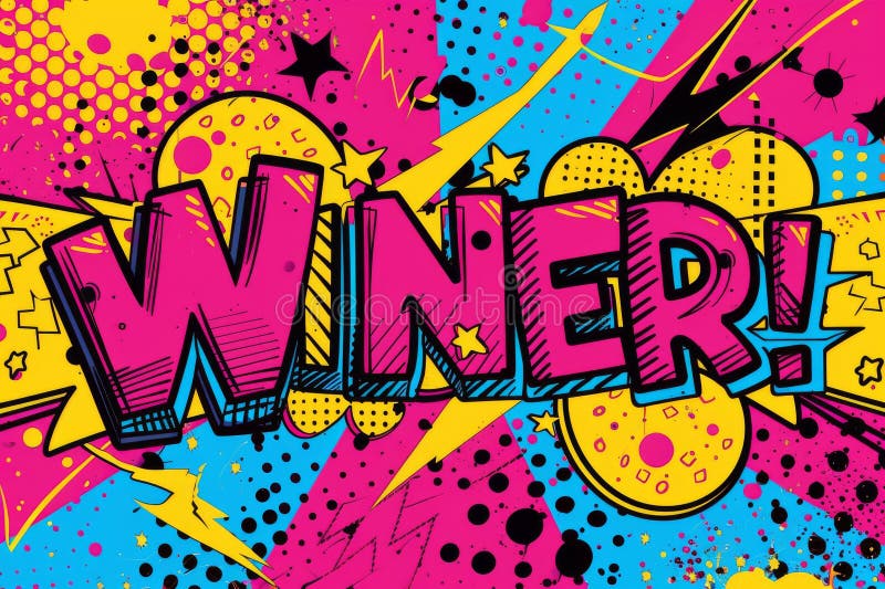 Vibrant Pop-art Style Winner Banner with Bright Colors and Dynamic ...