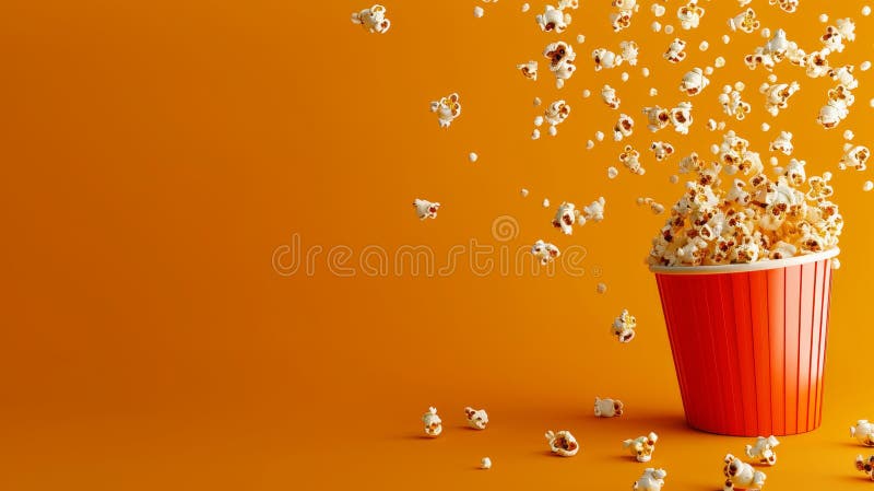 Vibrant Popcorn Explosion in Red Cardboard Cup Set Against Striking ...