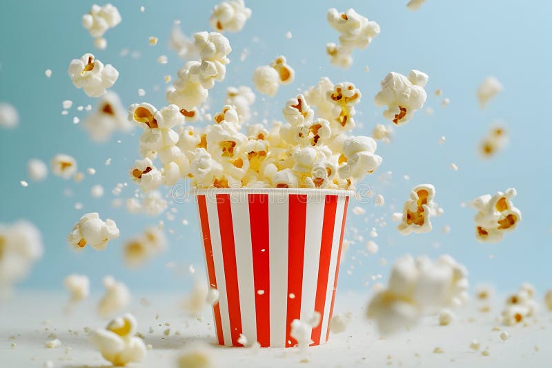 Popcorn Explosion White Kernels Flying Blue Stock Photos - Free ...