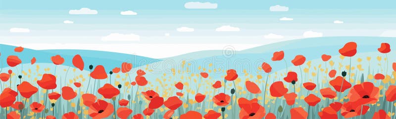 Vibrant Poppy Field Vector Simple 3d Smooth Cut and Isolated ...