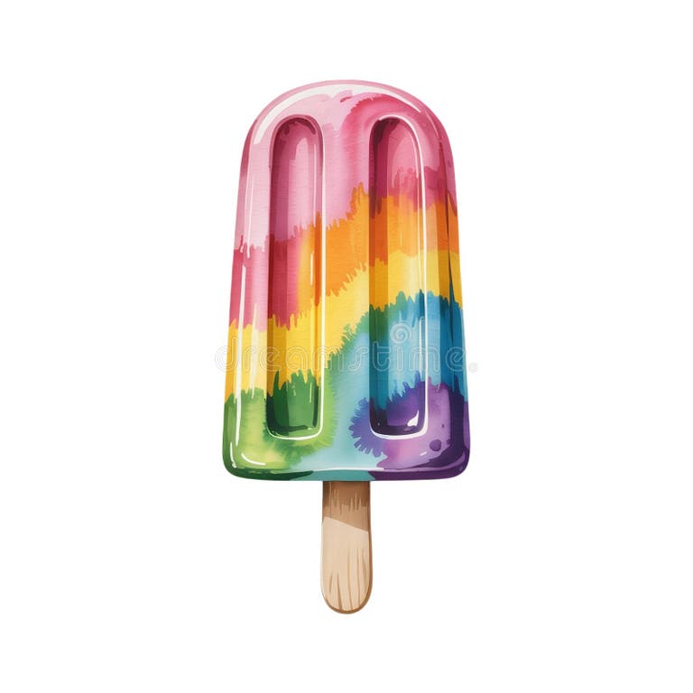 A Vibrant Popsicle Features a Rainbow of Colors with a Smooth Gradient ...