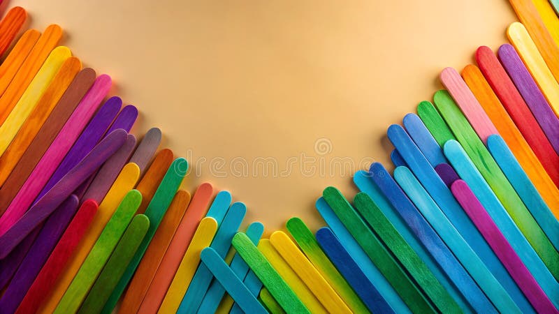 Vibrant Popsicle Stick Collage on a Pastel Canvas Generative AI Stock ...